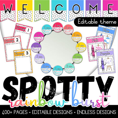 Spotty Rainbow Burst Classroom Theme – Juffrou Watson