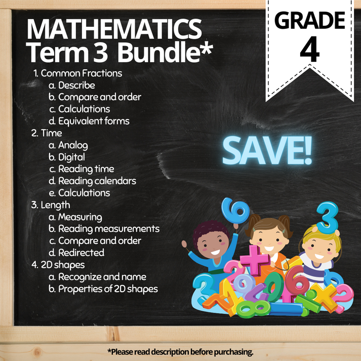 Grade 4 Term 3 Math Bundle – Juffrou Watson